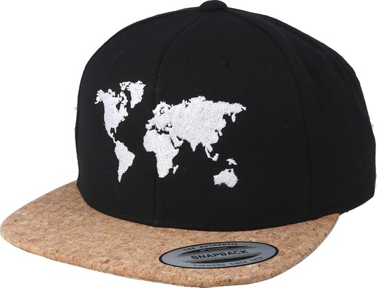 Hatstore- World Map Black/Cork Snapback - Bacpakr Cap | bol