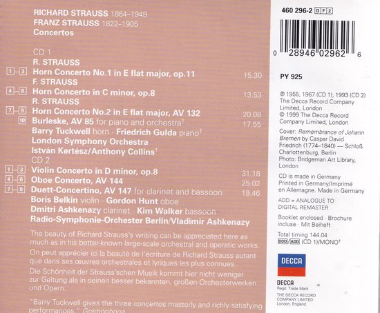2CD The Concertos - Richard Strauss, Franz Strauss - London Symphony ...