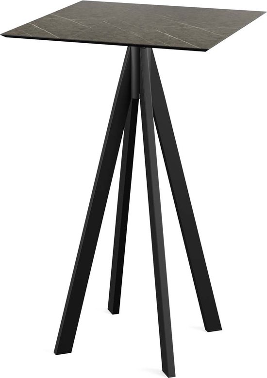 Infinity Statafel Zwart Frame + Midnight Marble HPL 70x70 cm ...