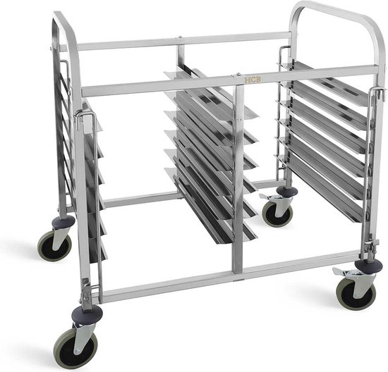 HCB® - Professionele Dubbele horeca regaalwagen - 12 x 40/60 cm - RVS ...