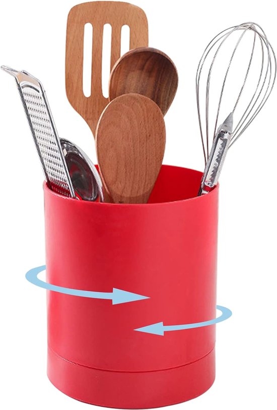 Roterende rode gebruiksvoorwerpenhouder, 360° roterende rode ...