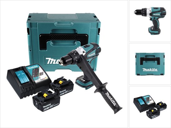 Makita DDF 458 RGJ accuboormachine 18 V 91 Nm + 2x accu 6.0 Ah + lader + Makpac | bol