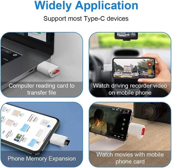 NÖRDIC CRD-029 USB-C Kaartlezer - MicroSD/TF - UHS-I - USB 3.1 - 5 Gbps ...