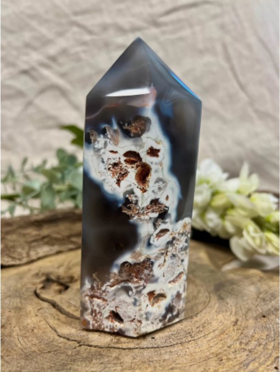 Agaat edelsteen punt gekristalliseerd (drusy) nr.01 | bol