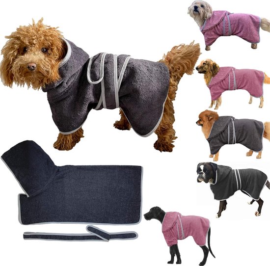 Hondenbadjas hondenhanddoek - handdoek voor grote en kleine honden - 100% katoen -... | bol