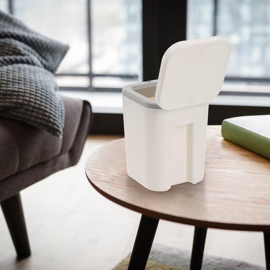 mini-prullenbak met deksel, 2L plastic pers kleine prullenbak voor ...