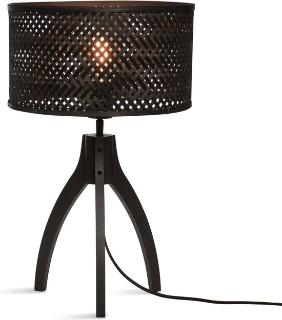 GOOD&MOJO Tafellamp Java - Bamboe Zwart - Ø18cm - Modern | bol