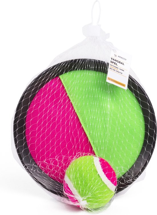 Benson Vangbal set - klittenband - Ø 19 cm - roze/groen - 3-delig | bol