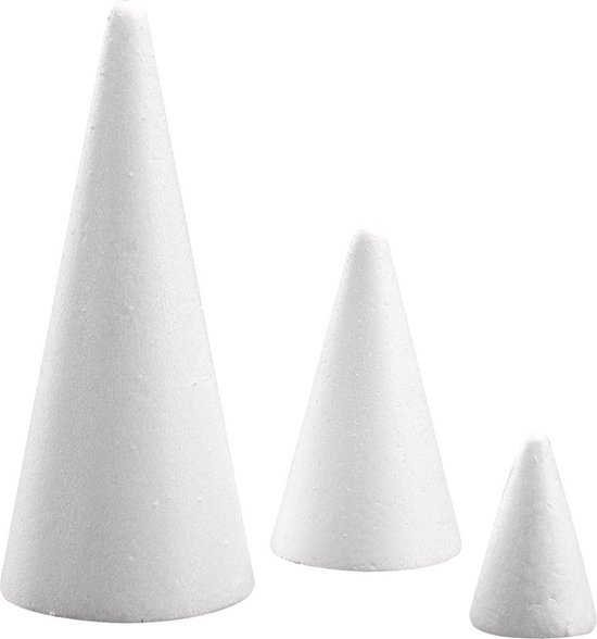 Rayher Piepschuim vorm/figuur spitse kegel - wit - H12 cm - Hobby ...