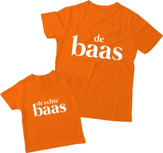 Matching oranje shirts Vader & Kind De Echte Baas | Maat L + 92 ...