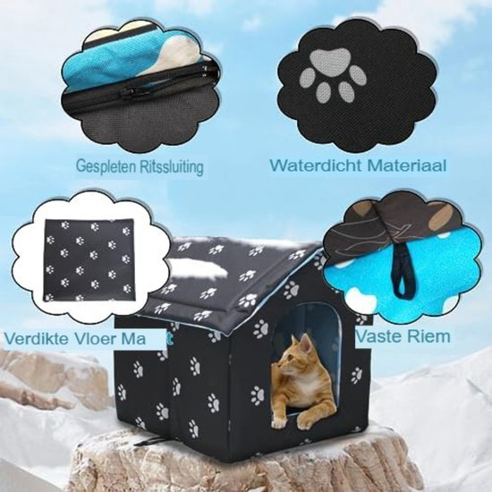 Kattenhuis Voor Buiten - Kattenhuis Buiten - Kattenhok - Zwart | bol