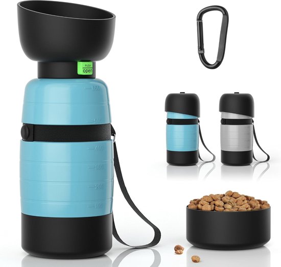 Waterflessen voor honden 550ml met 150ml hondenvoerbeker, Drinkfles ...