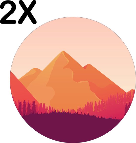 BWK Flexibele Ronde Placemat - Getekende Bergen bij Schemerlicht - Set ...