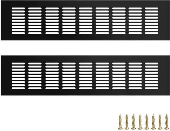 2 stuks zwart 80 mm x 400 mm zinklegering ventilatierooster ...