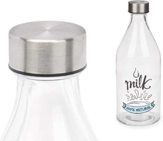 Glazen Melkfles – Melkflesjes – Melkkan – Drinkfles – Glas – Met Stalen ...