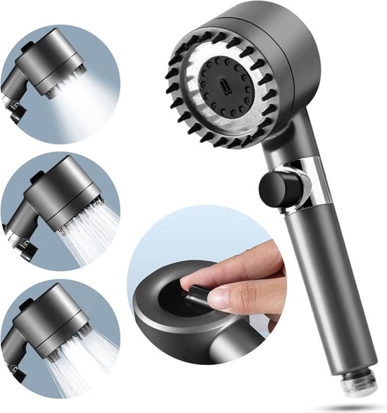 Douchekop, waterbesparende douchekop 3 straalsoorten met waterstopknop ...