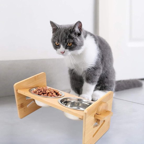 Hondenbak verhoogd met standaard in hoogte verstelbare voederbak - W ...