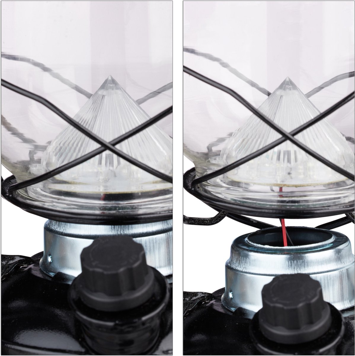 Relaxdays 1x lanterne led - lampe tempête noire - vent léger - lampe à ...