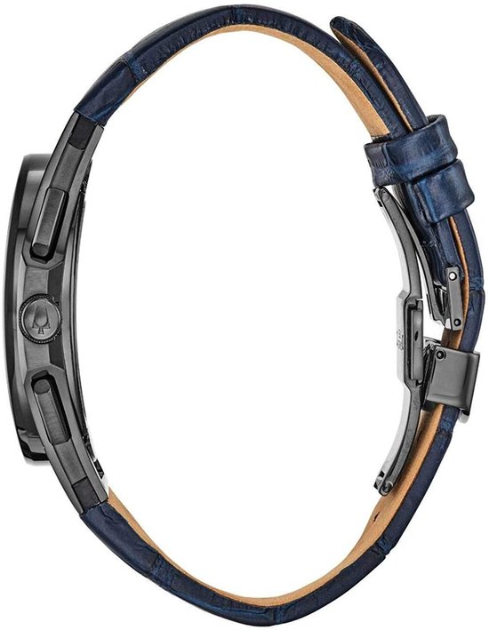 Bulova Curv 98A232 Horloge - Leer - Blauw - Ø 41 mm | bol