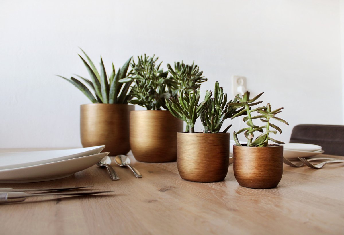 Capi Europe - Set van 4 - Bloempot binnen - Retro goud | bol.com