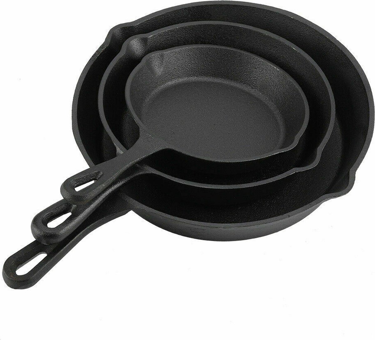 Gietijzeren pan – Set van 3 stuks – ø25cm, ø19.5cm en ø16cm - Skillet ...