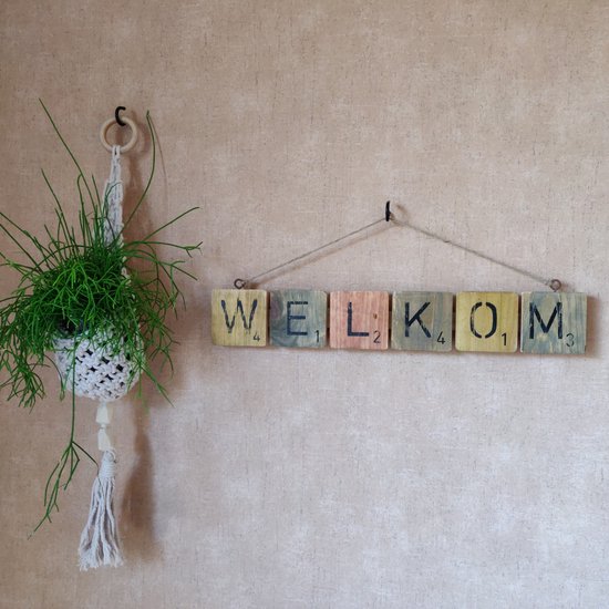 Houten Tekst Hanger WELKOM Letters Shabby 48 cm | bol.com