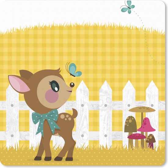 een jong hert dat naar vlinders kijkt | bol.com