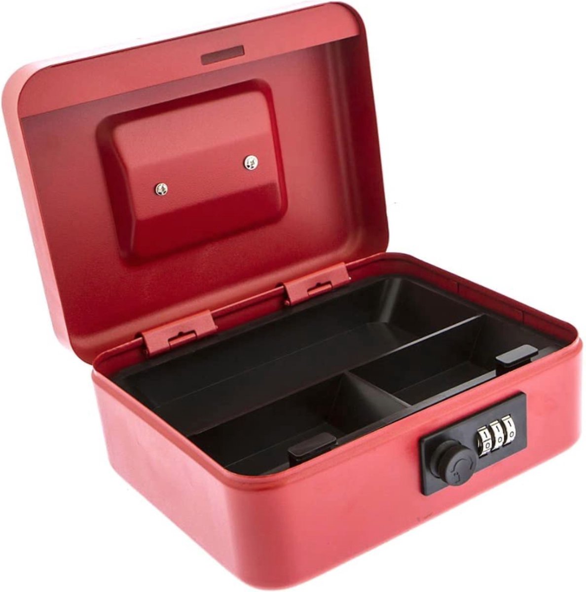 Geldkistje Met 3 Cijferslot Rood Metaal Muntenbak Vakken Slot ...