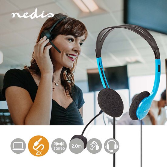 Nedis PC-Headset - On-Ear - Stereo - 2x 3.5 mm - Inklapbare Microfoon ...