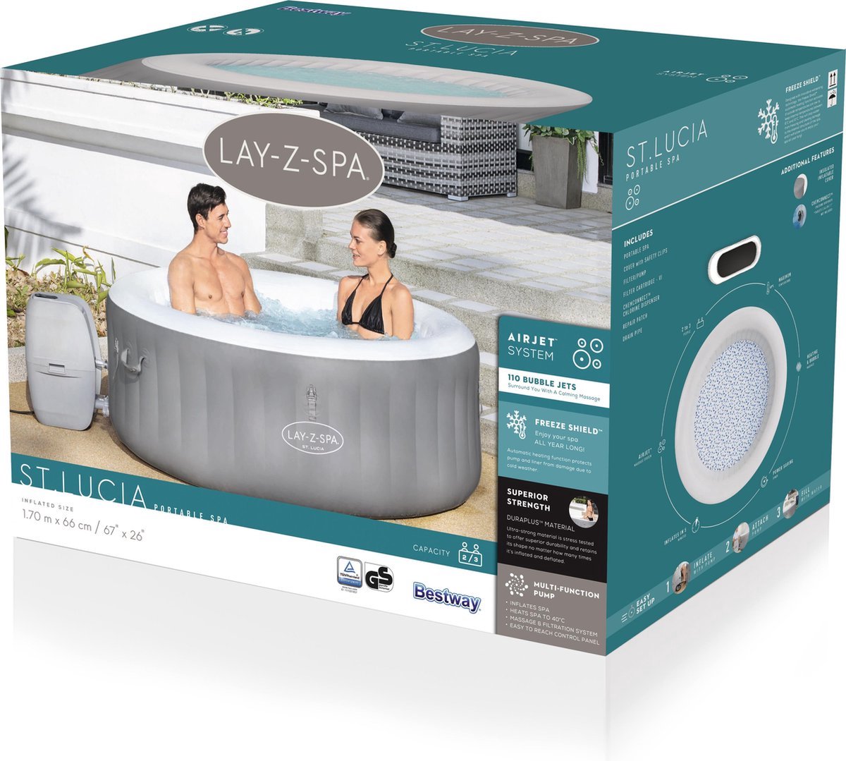Bestway Lay-Z-spa St. Lucia Jacuzzi Opblaasbaar - Incl Pomp en ...