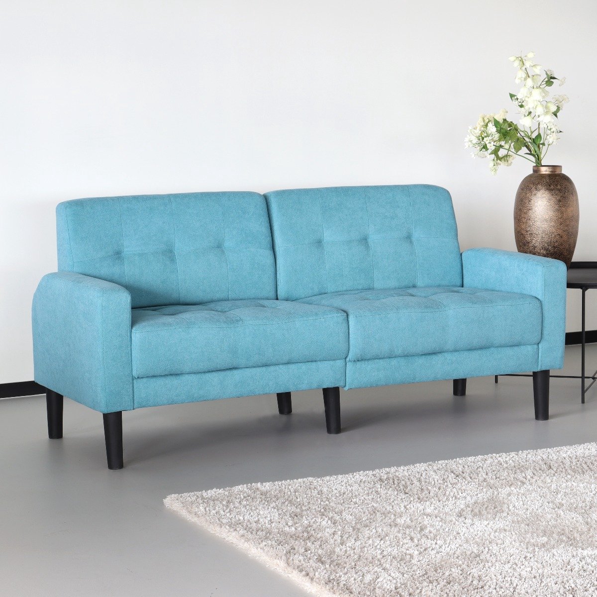 Zitbank 2,5 zits Ghislaine blauw bankstel 160cm stof bank | bol.com