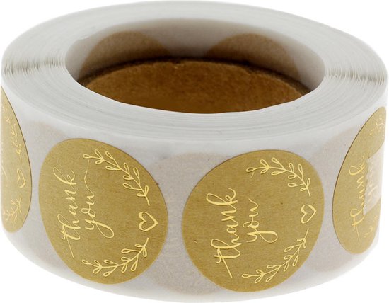 Thanks You Stickers 500 stuks! - Bruin - Goud - Sluitstickers - Sluitzegel - Small... | bol.com