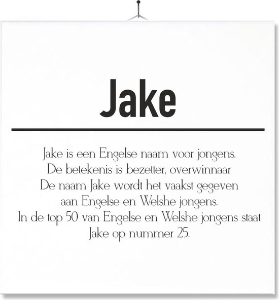 Tegel Met Opdruk | Betekenis | Kado | Cadeau | Met Naam - Jake | bol