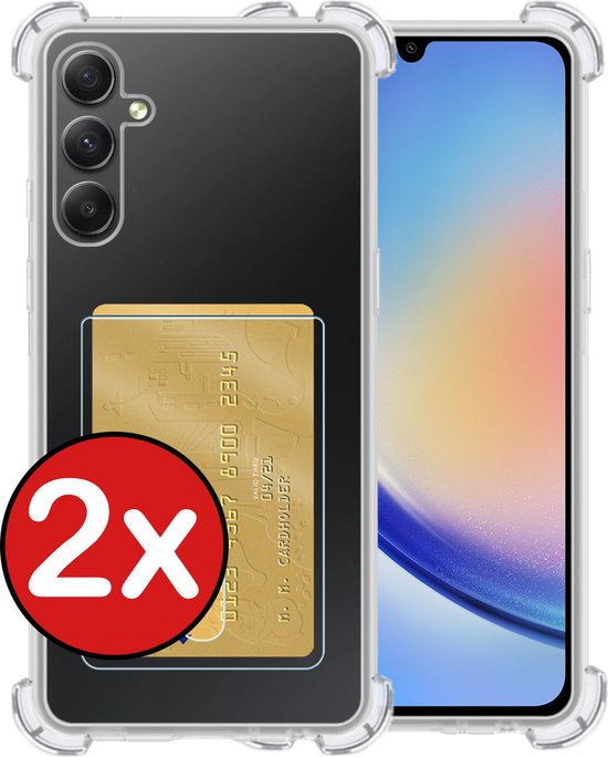 Hoesje - 2 Stuks - Geschikt voor Samsung Galaxy A34 - Met Pashouder en ...