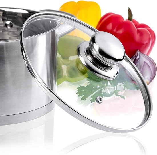 KADAX glazen deksel met stalen handgreep, hittebestendig deksel voor ...