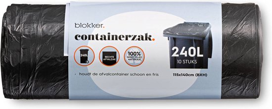 Blokker Containerzakken 240 Liter - 10 Stuks - Afvalzakken - Zwart ...