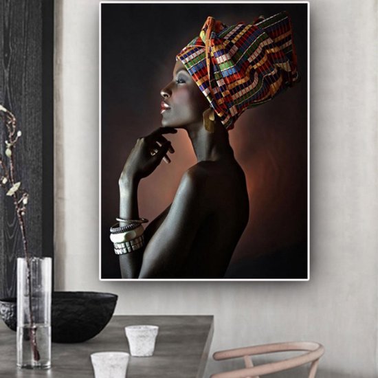 Allernieuwste.nl® Canvas Schilderij Naakte Vrouw met Hoofdband - Mens - Woonkamer -... | bol.com