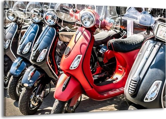Schilderij Op Canvas - Groot - Scooter, Motor - Rood, Grijs - 140x90cm ...