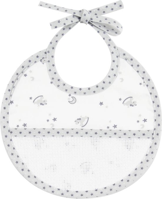 DMC Baby Stars slabbetje geboorte 21x19cm grijs. | bol
