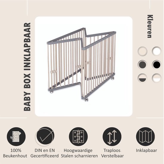 SÄMANN® inklapbare Baby box met In hoogte Verstelbare Bodem kleur grijs ...