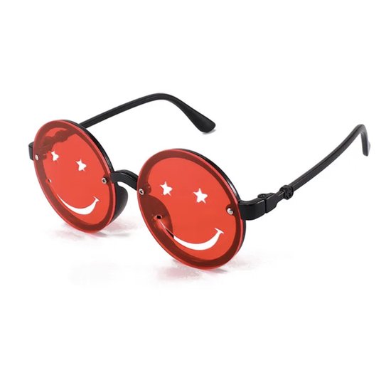 Smiley Zonnebril - Unisex - Festival Bril - Rood | bol.com