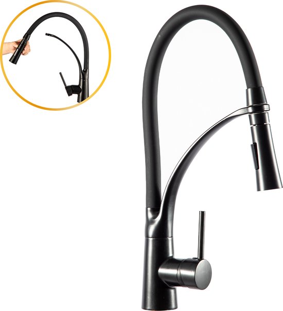 Caxina Stijlvolle Keukenkraan met Uittrekbare Uitloop - Praktische Flexibele Slang –... | bol.com