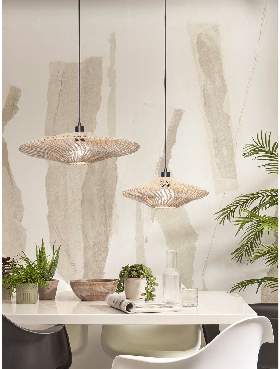 GOOD&MOJO Hanglamp Zanzibar - Rotan Wit - Ø40x12cm - Modern ...