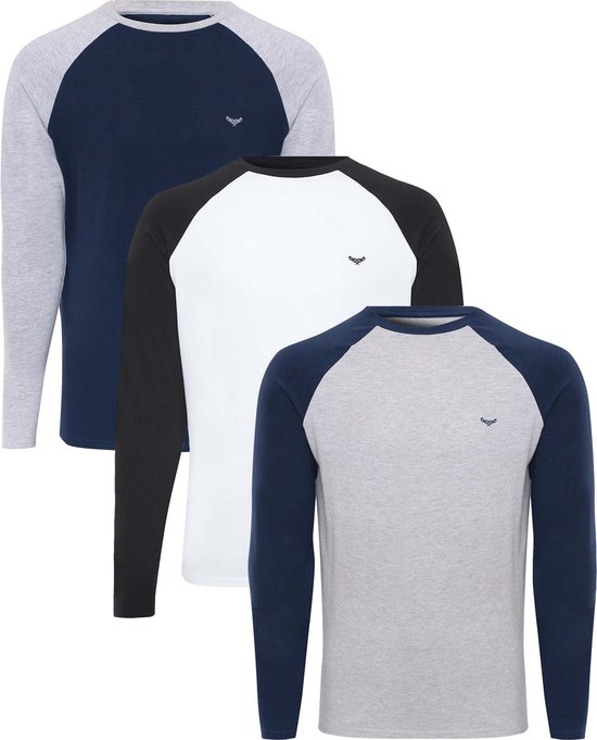 Threadbare Denim Corps 3-Pack Lange Mouwen T-Shirt | bol.com