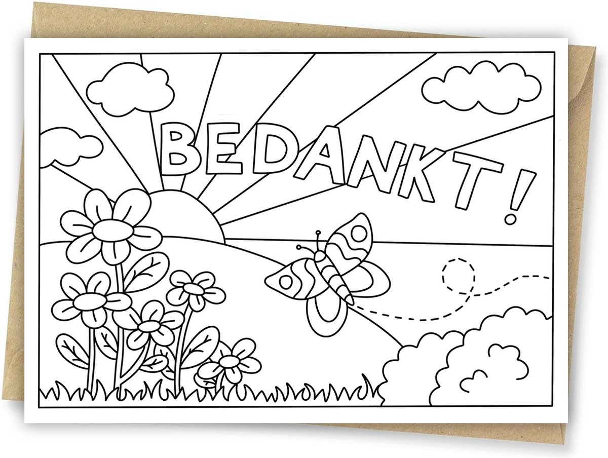 Inkleurkaart Bedankt - Bedankje - Kaarten om zelf in te kleuren - Juf en meester kaart... | bol