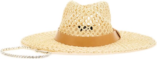 Guess Geweven Strohoed Dames Fedora - Naturel - Maat L | bol