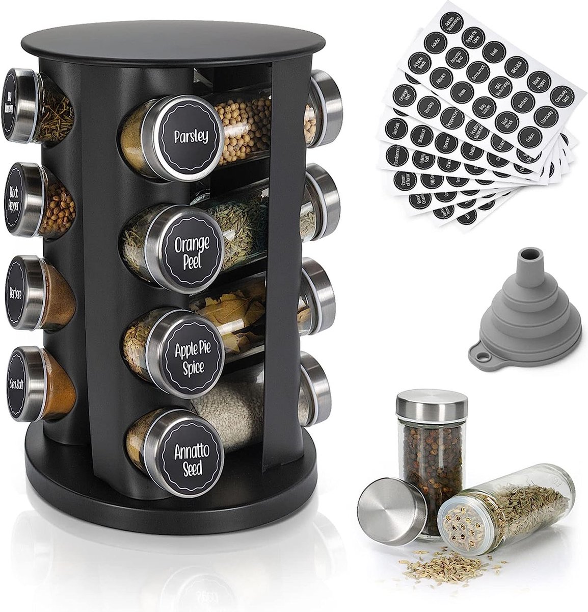 Kruidenrek staand – kruidenrek draaibaar – rek met 16 kruidenpotjes ...