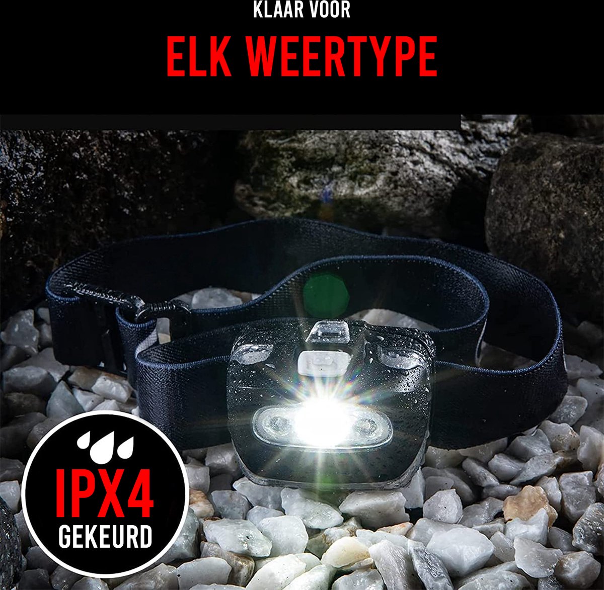 Militaire Hoofdlamp IPX4 Waterdicht Hoofdlampje Lichtgewicht - Wit ...