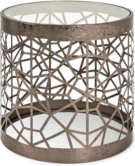 Bijzettafel – Brons metaal – Geometrisch rond design – 50 cm diameter ...