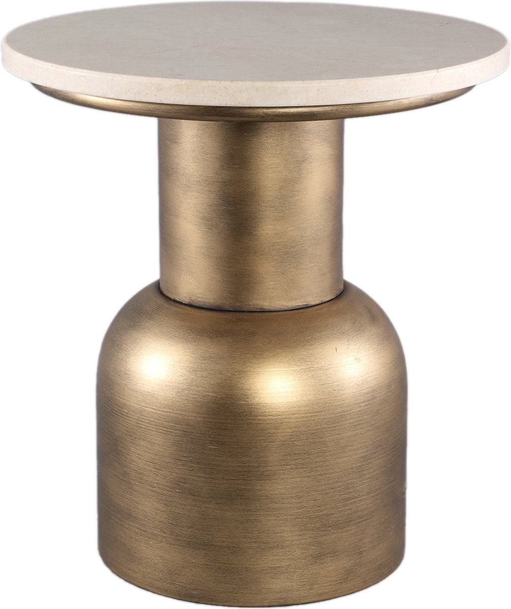 PTMD Meriko Cream Marble sidetable with gold base S | bol